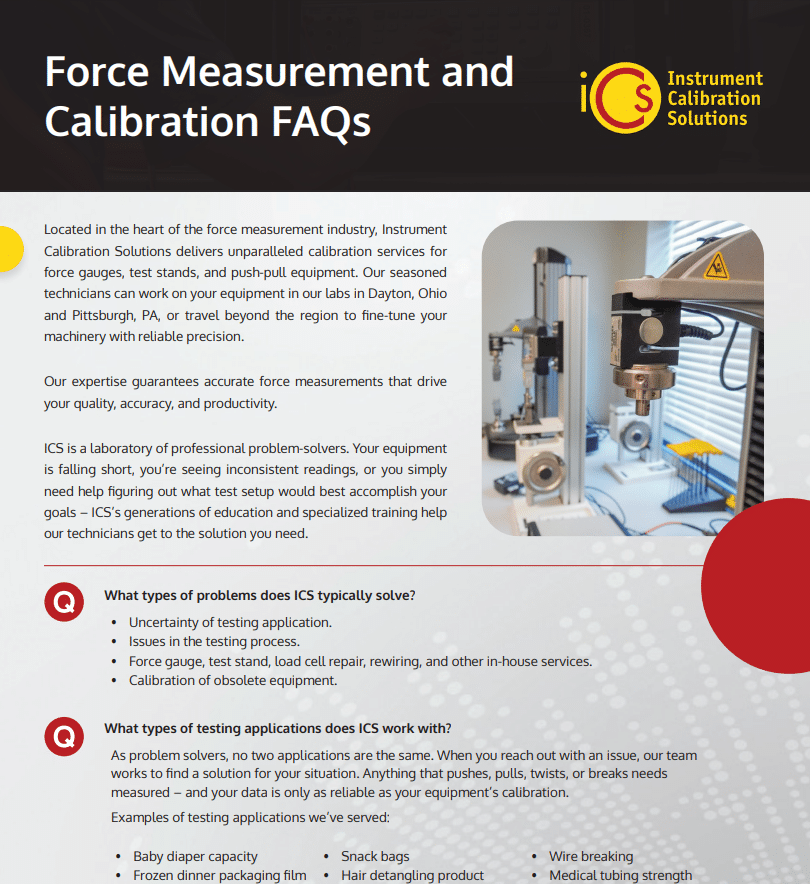 Force Measurement Faqs Instrument Calibration Solutions